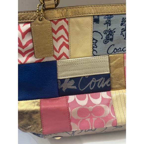 Coach | Bags | Coach Patchwork Tote Bag Colorful Signature Print Horse ...
